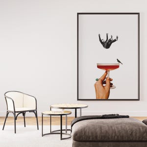 Surreal Digital Wall Art Falling Man & Cocktail Glass Collage ...