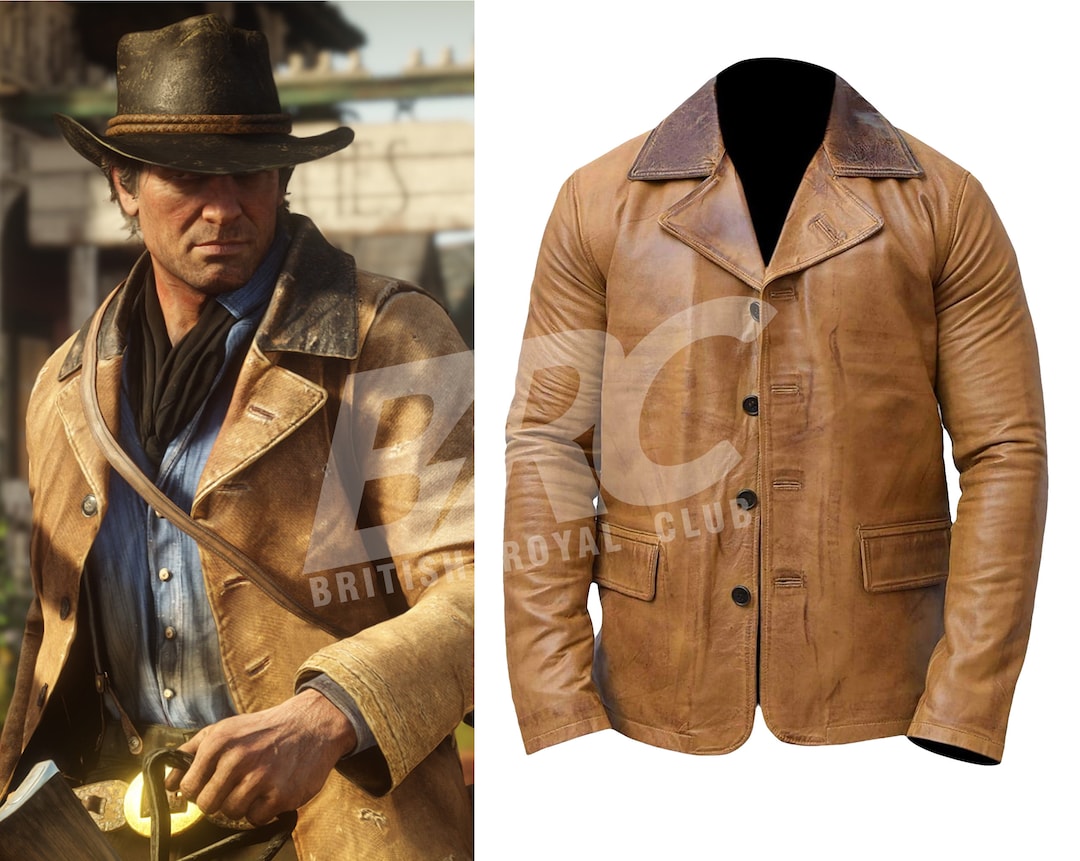 Arthur Morgan Leather Jacket Red Dead Redemption 2 Cosplay Coat Mens ...