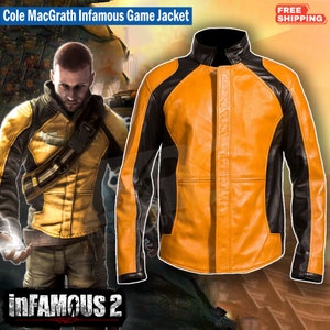 New Cole Macgrath Infamous Game Leather Jacket Premium Cosplay Costume ...