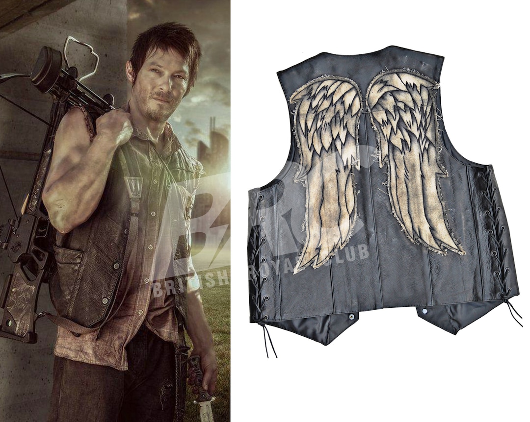 The Walking Dead Daryl Dixon Angel Wings Leather Vest Norman Reedus ...