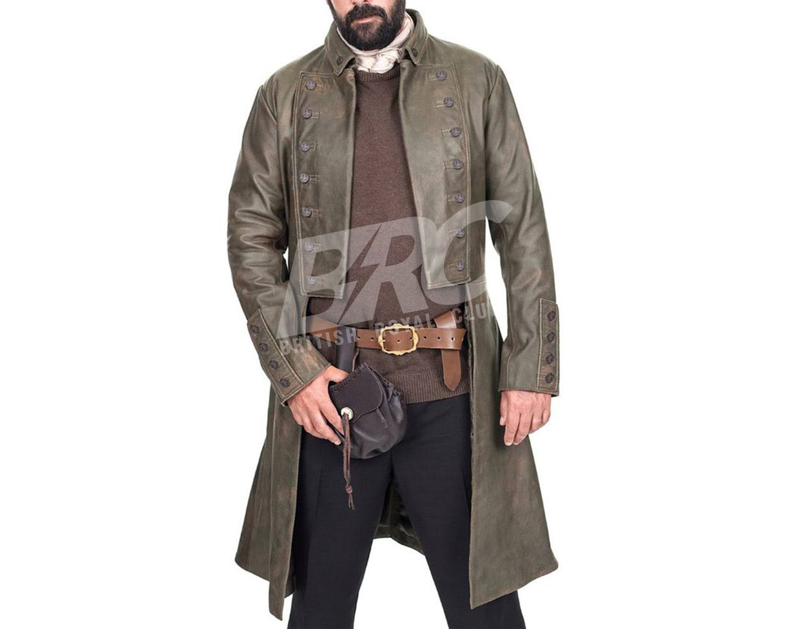 Jamie Fraser Outlander Leather Trench Coat Sam Heughan Steampunk Long ...