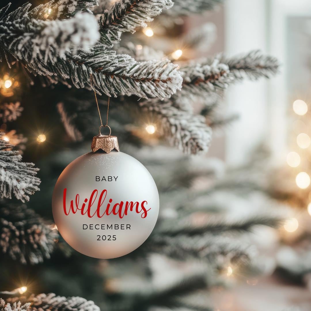 Christmas Themed Pregnancy Announcements, Bauble Tree Photo Style ...