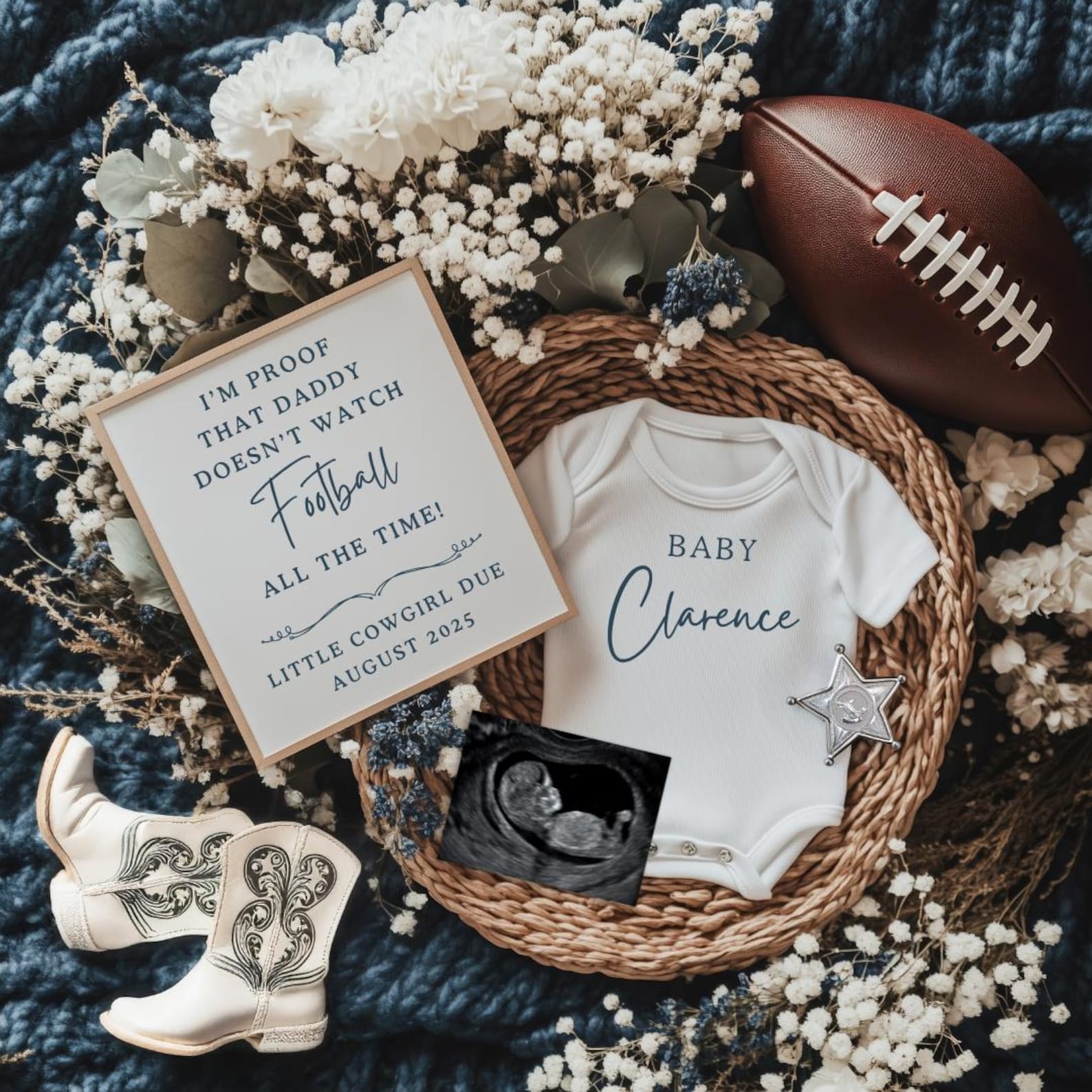 Cowgirl Football Pregnancy Announcement Digital, New Rookie Draft Pick ...