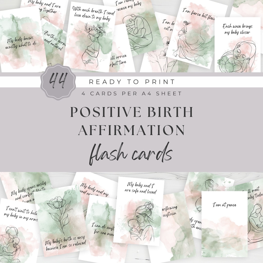 Printable Positive Birth Affirmation Cards, Homebirth Quotes, Pregnancy ...
