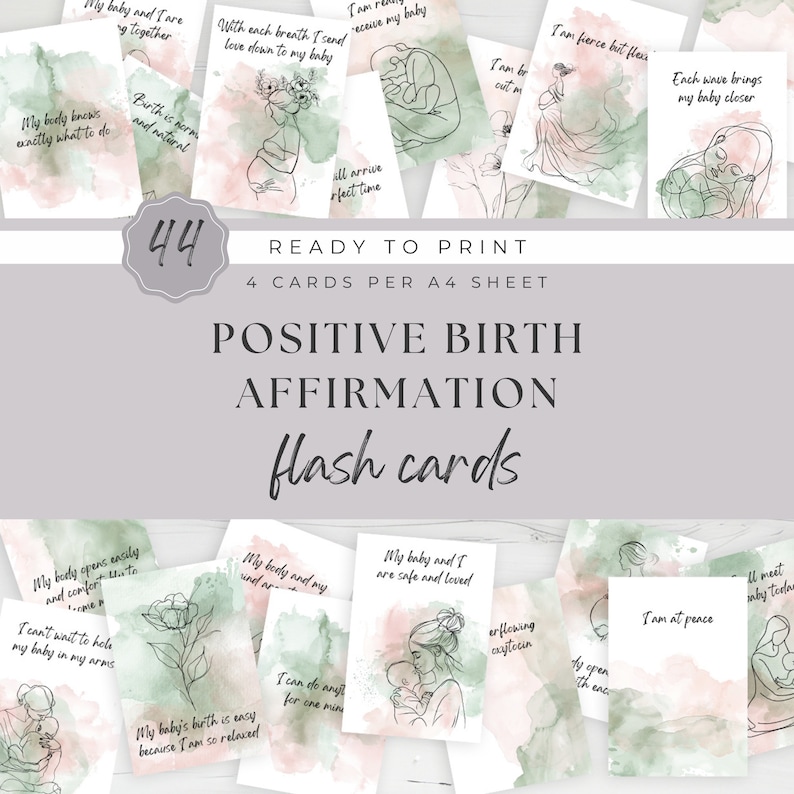 Printable Positive Birth Affirmation Cards, Homebirth Quotes, Pregnancy ...
