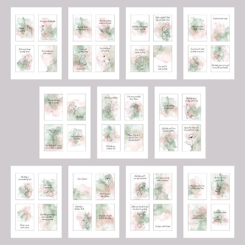 Printable Positive Birth Affirmation Cards, Homebirth Quotes, Pregnancy ...