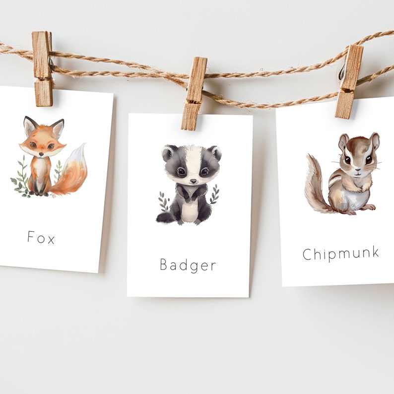 Woodland Forest Animal Flashcards, Digital DIY Montessori Activity for ...