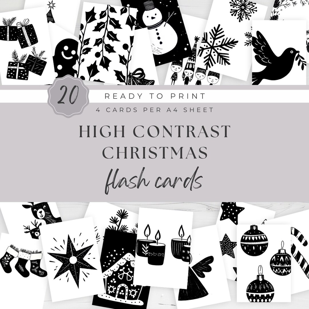 Christmas Theme High Contrast Sensory Flashcards for Baby Digital ...