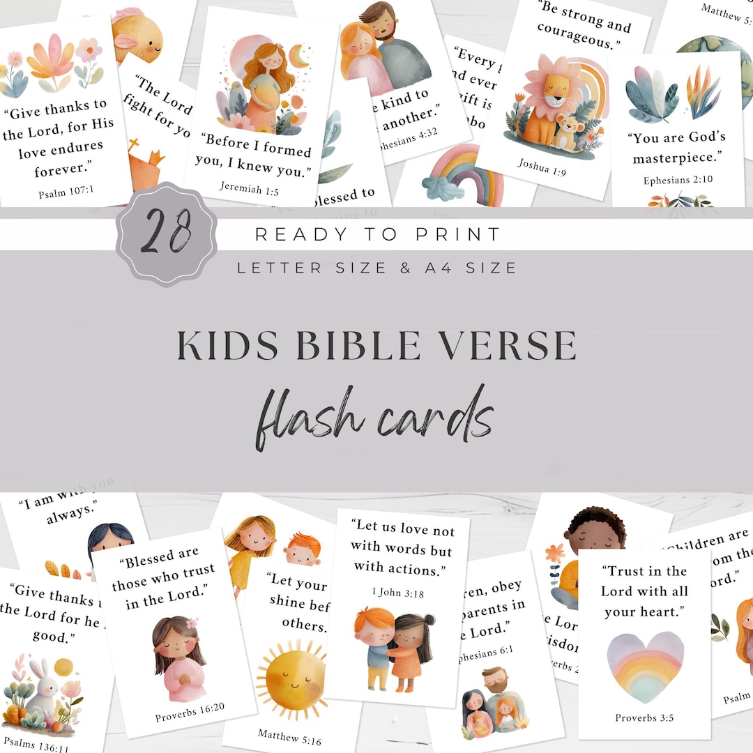 Scripture for Kids, Bible Verse Flash Cards, Christian Homeschool ...