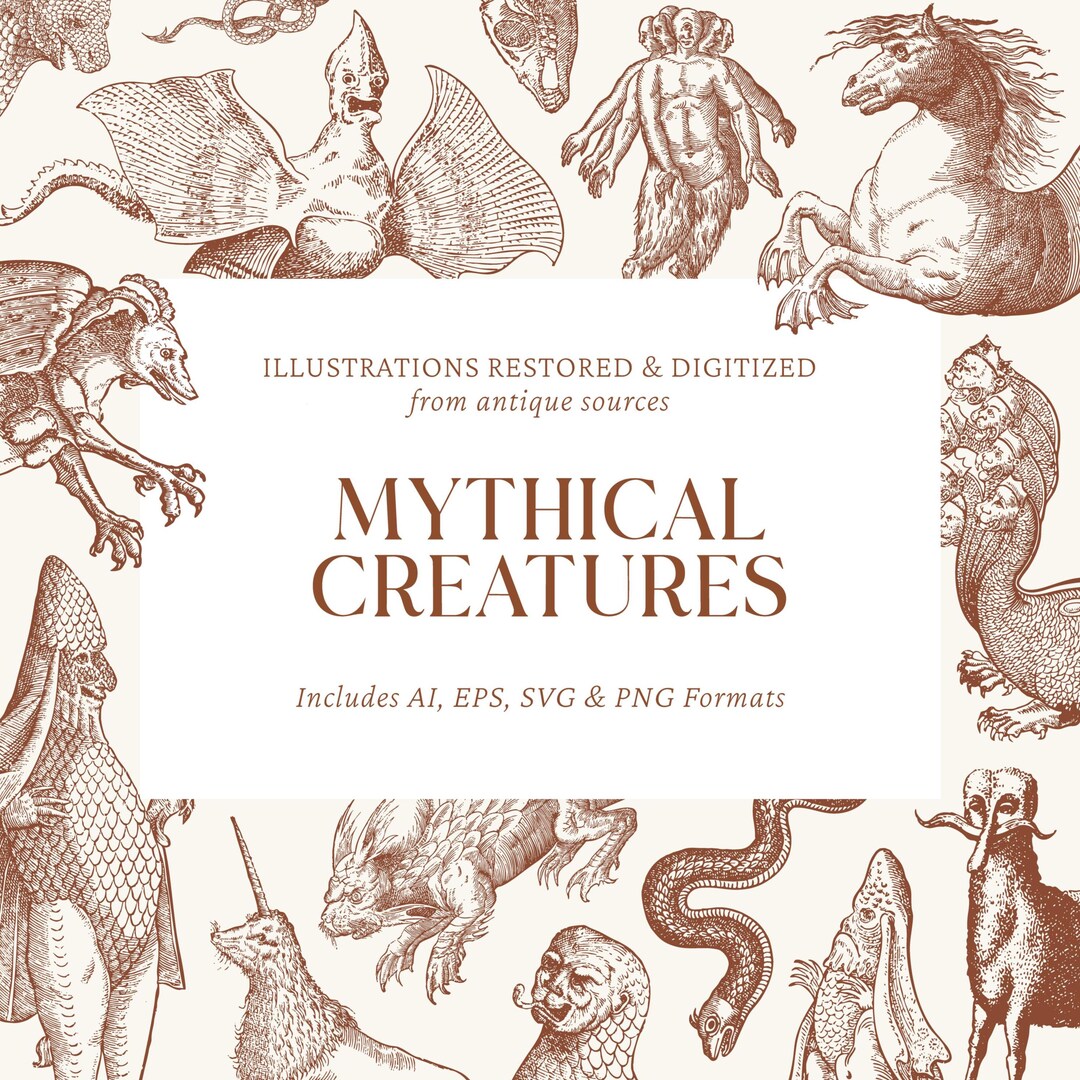 55 Mythical Creatures – Vintage Fantasy Beasts, Dragons, Chimera ...