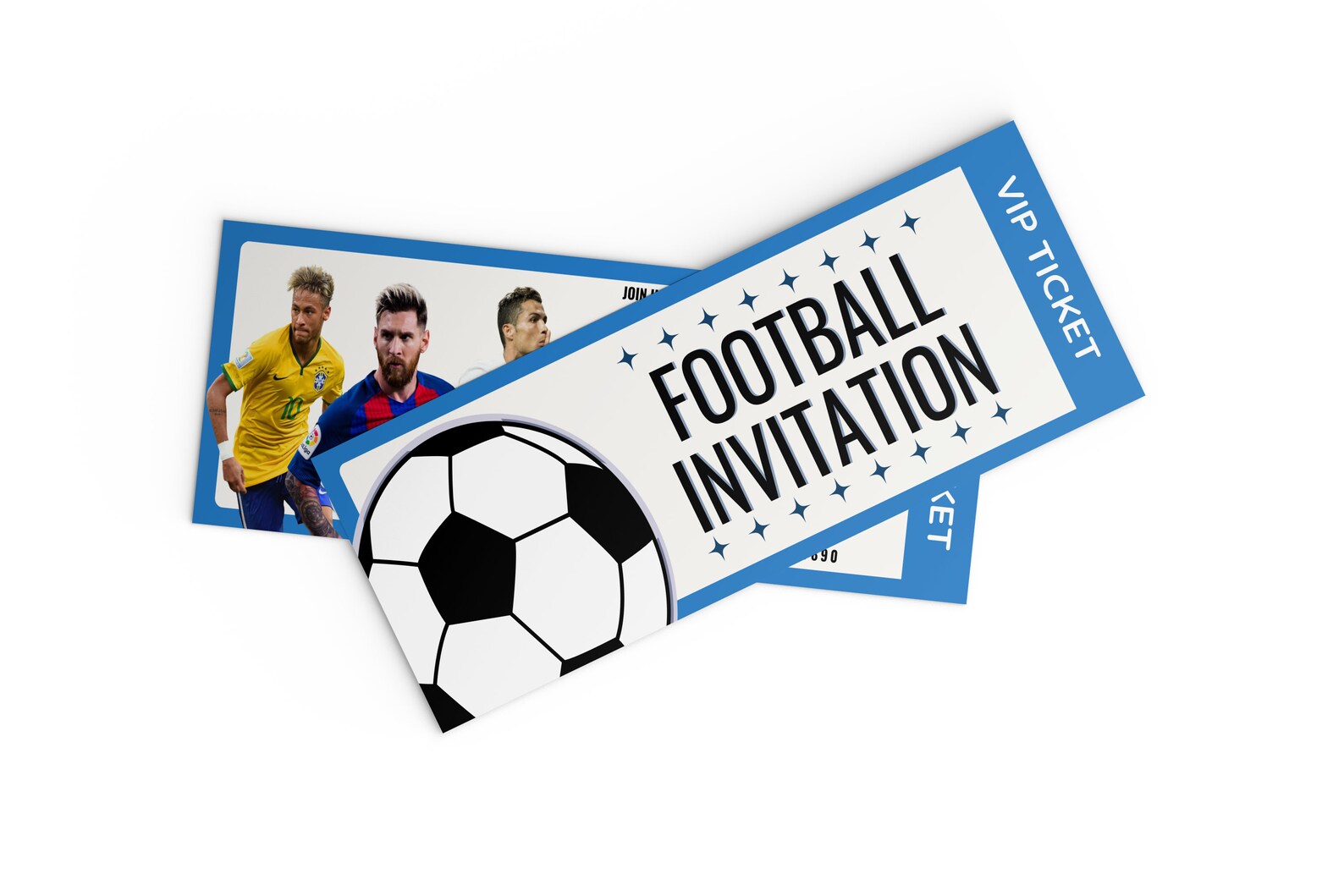 Cristiano Ronaldo, Messi, and Neymar Birthday Invitation, Ticket ...