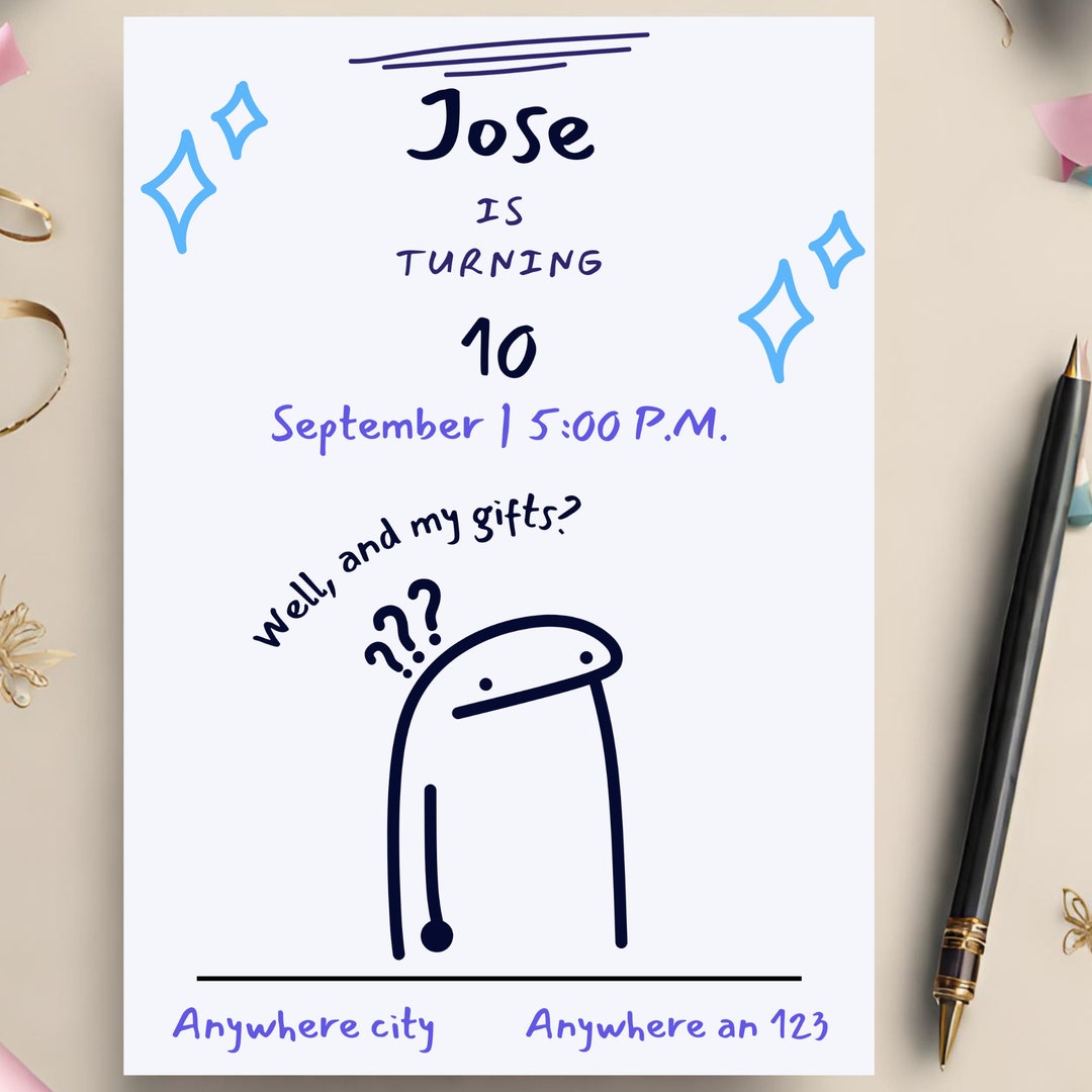 Birthday Invitation Template for Flork, Funny Meme Invitation ...
