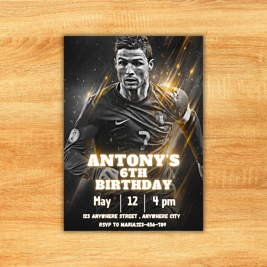 Invitación De Cumpleaños De Cristiano Ronaldo Tarjeta De Cumpleaños