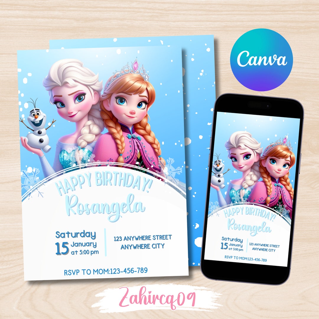Frozen Birthday Party Invitation Template / Editable and Printable ...