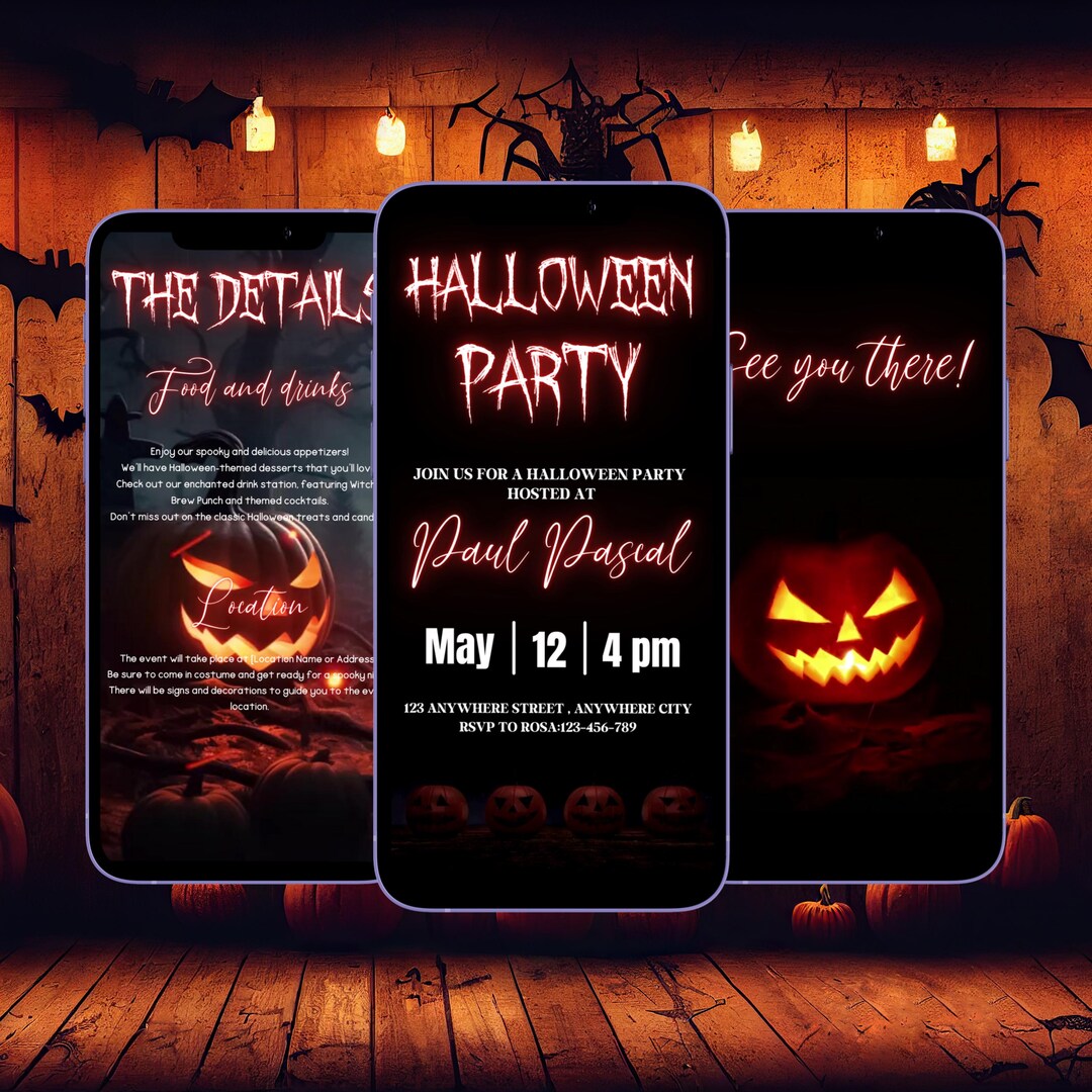 Digital Halloween Party Invitation, Animated Pumpkin Party Video ...