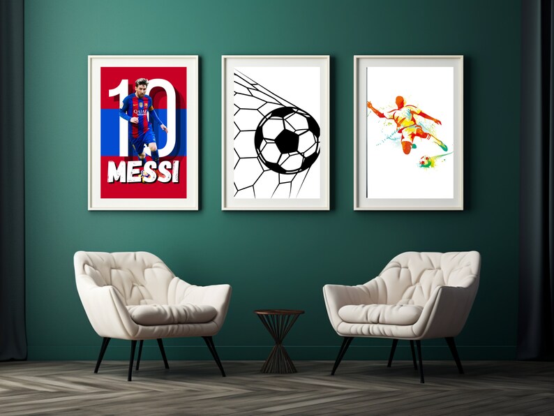 Set of Football Posters, Messi Neymar Mbappe Ronaldo Vinicius Haaland ...