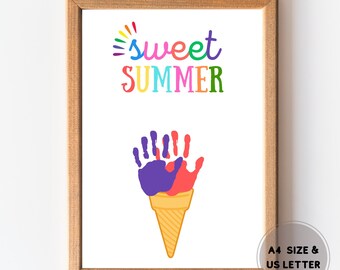 Summer Footprint Craft, Toddler Printable Handprint Craft, Ocean Sea ...