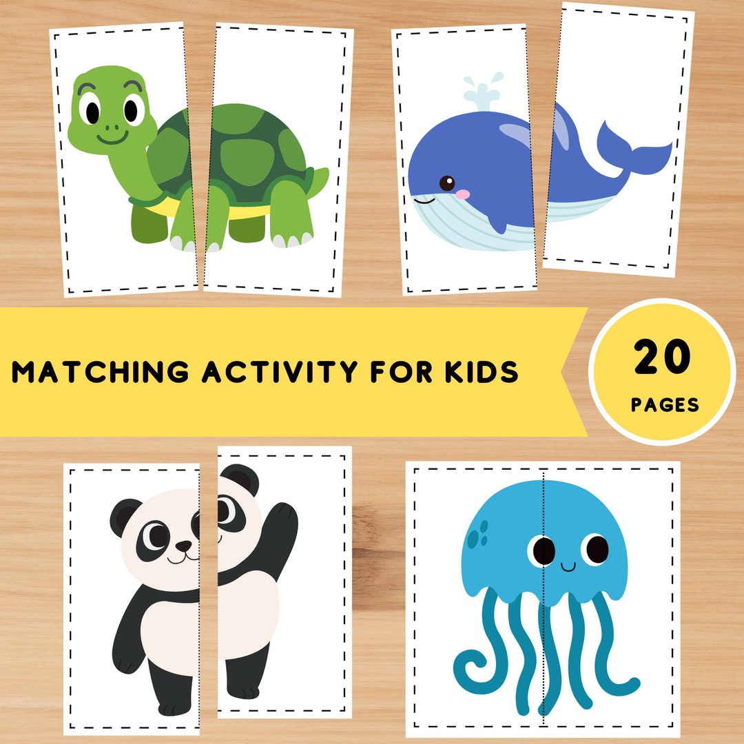 Animal Matching Puzzle Printable for 2, 3 Year Old, Prek Matching Game ...