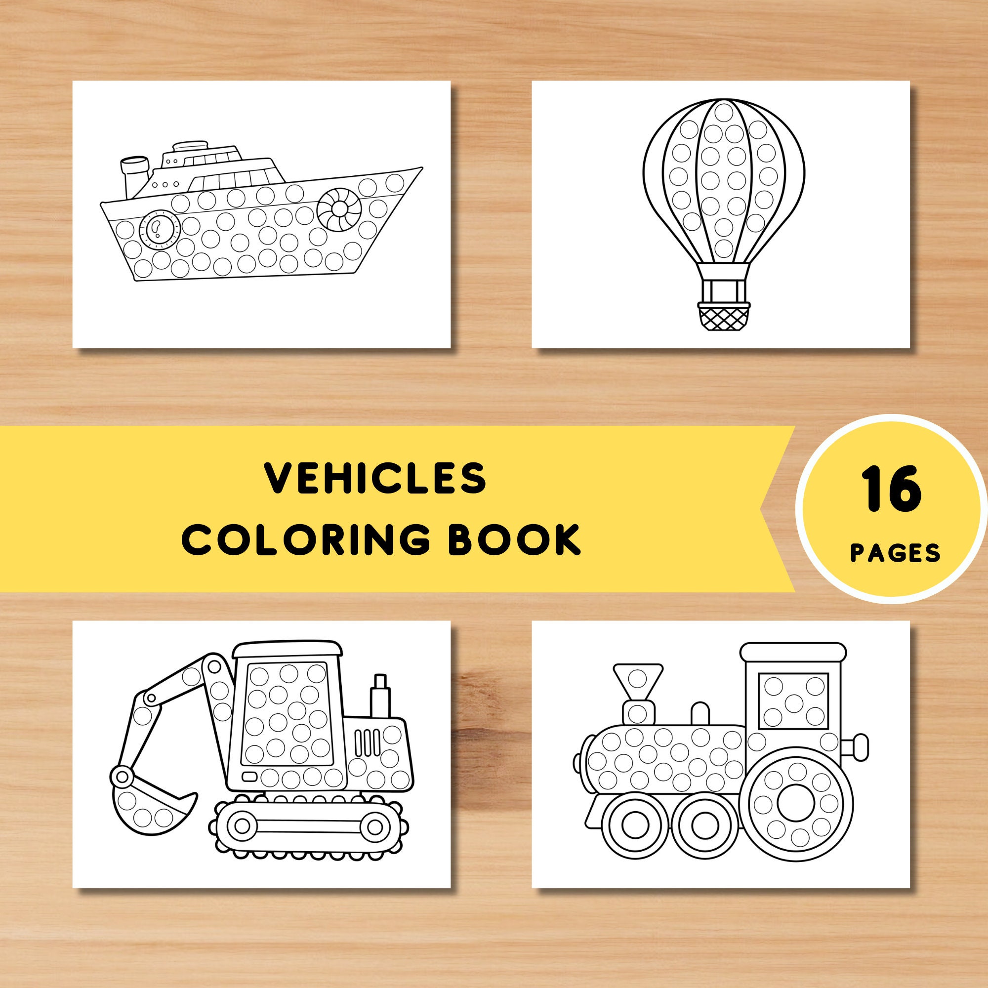 Vehicles Dot Marker Coloring Pages for Kids, Do a Dot Activity, Dot ...