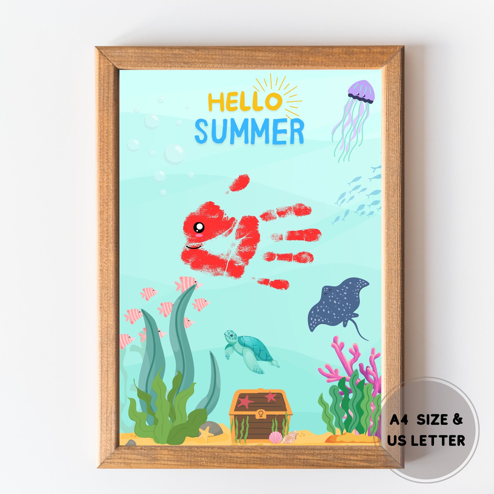 Summer Footprint Craft, Toddler Printable Handprint Craft, Ocean Sea ...