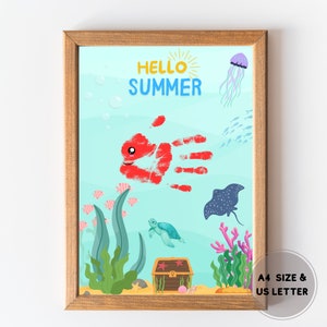 Summer Footprint Craft, Toddler Printable Handprint Craft, Ocean Sea ...