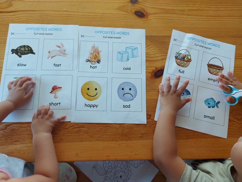 Opposites Matching Flashcards, Printable Vocabulary Activity, Matching ...