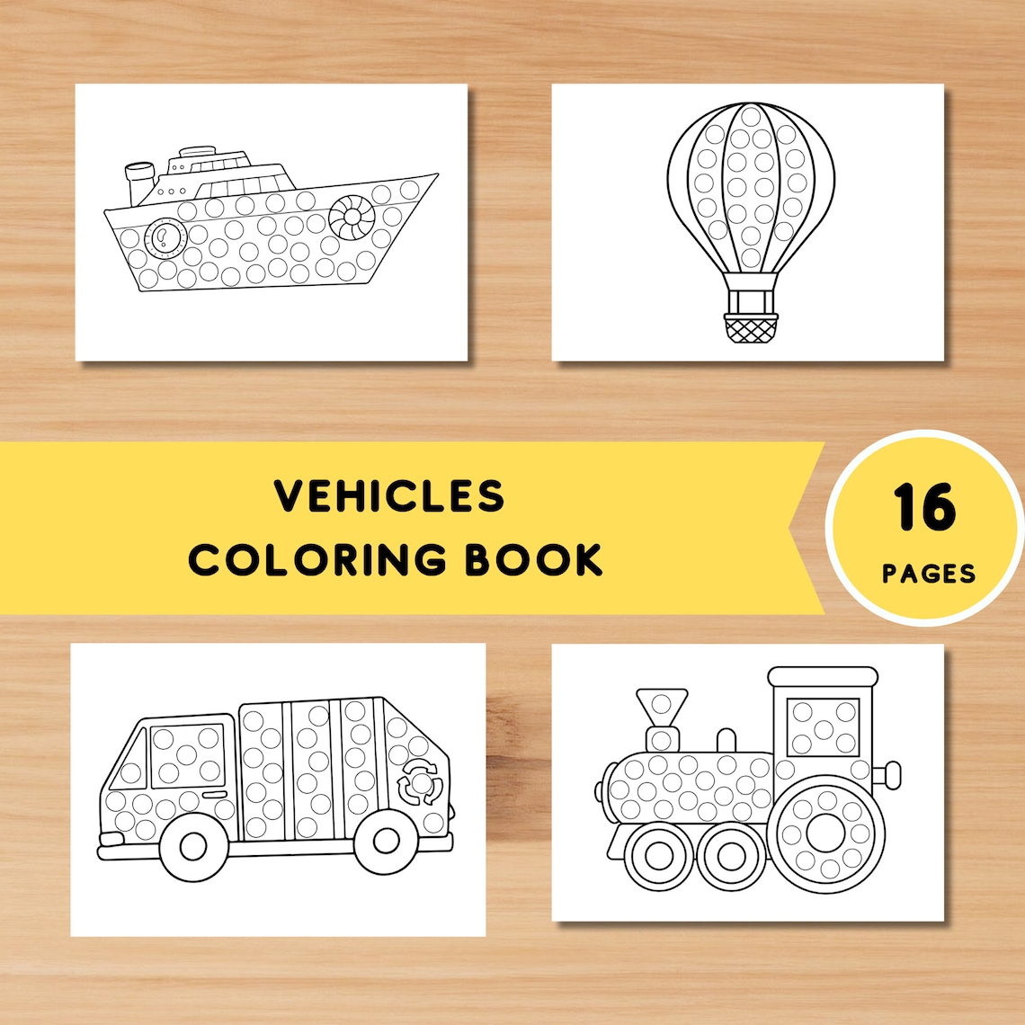 Vehicles Dot Marker Coloring Pages for Kids, Do a Dot Activity, Dot ...