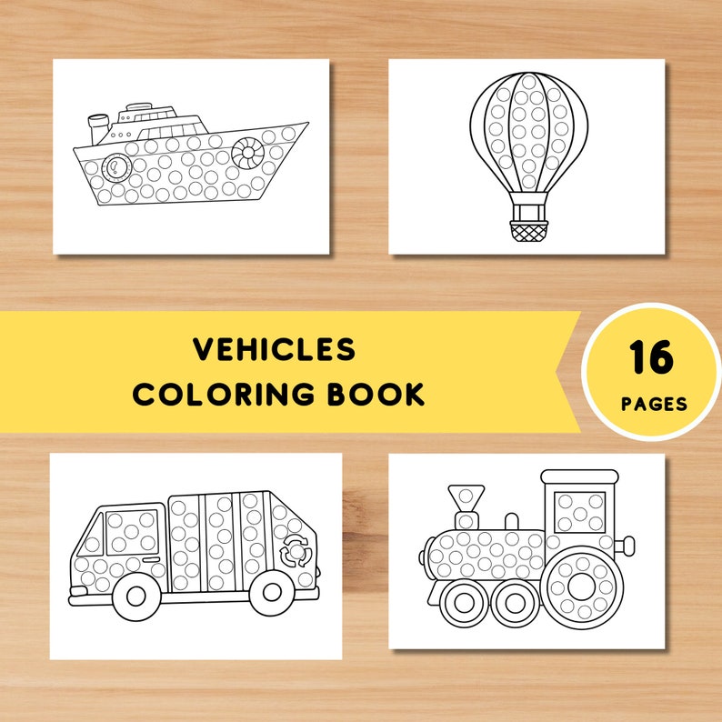 Vehicles Dot Marker Coloring Pages for Kids, Do a Dot Activity, Dot ...