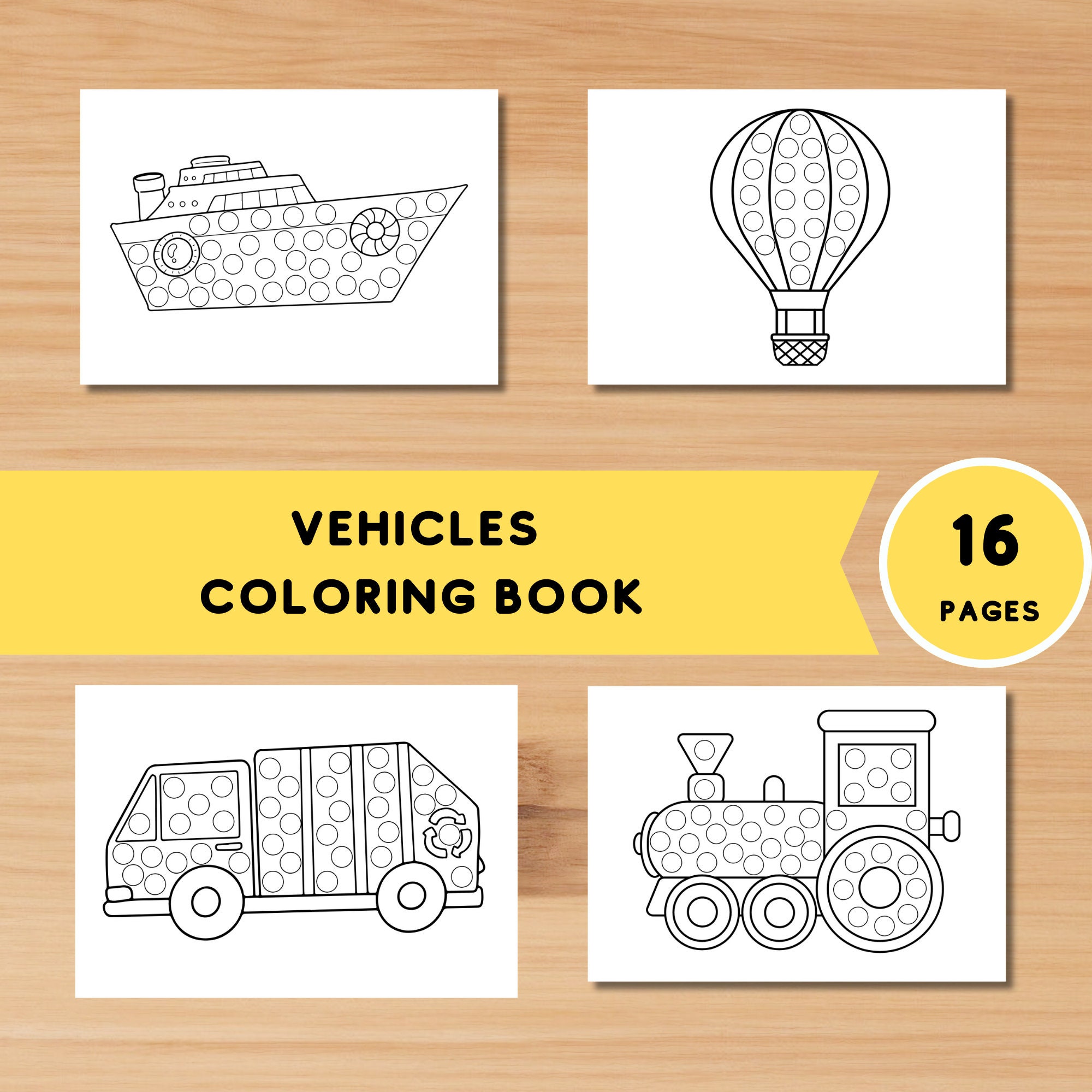 Vehicles Dot Marker Coloring Pages for Kids, Do a Dot Activity, Dot ...