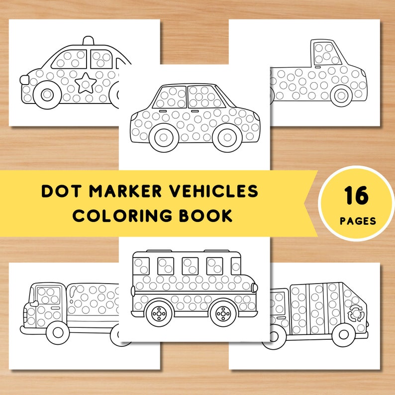 Vehicles Dot Marker Coloring Pages for Kids, Do a Dot Activity, Dot ...