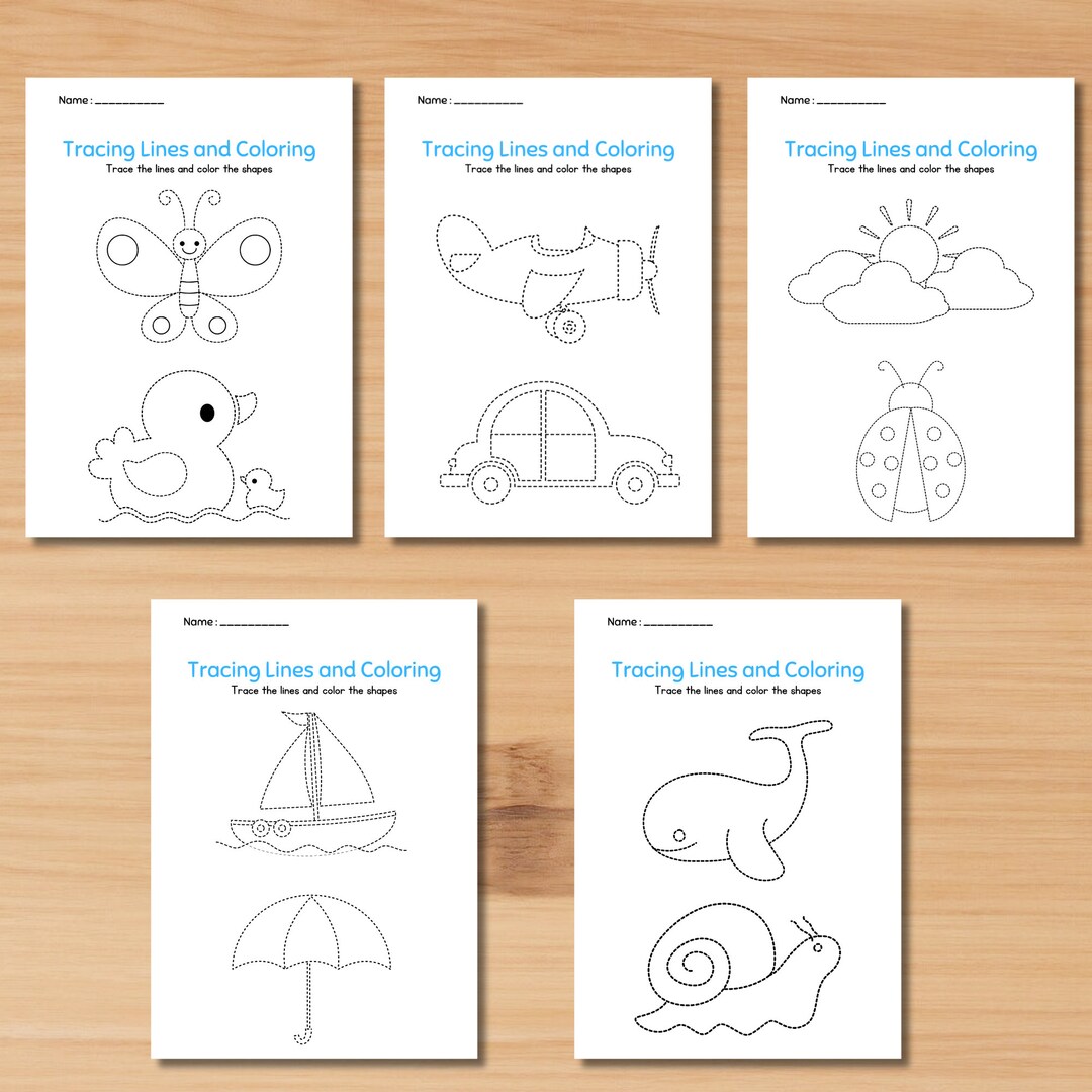 Preschool Tracing Lines and Coloring Shape Pages, Preschool Worksheets ...
