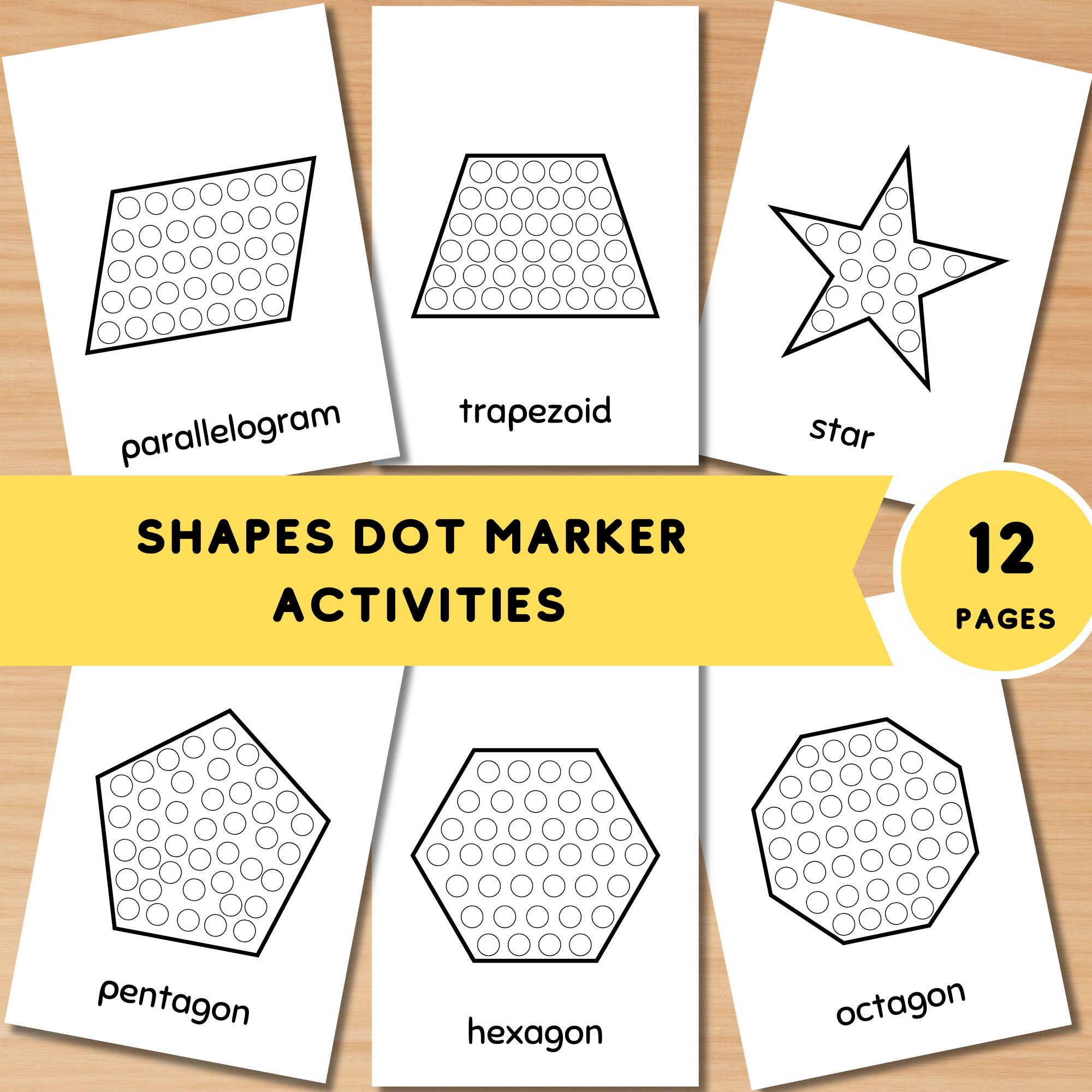 Shapes Dot Marker Coloring Pages for Kids, Prek Do a Dot Activity, Dot ...