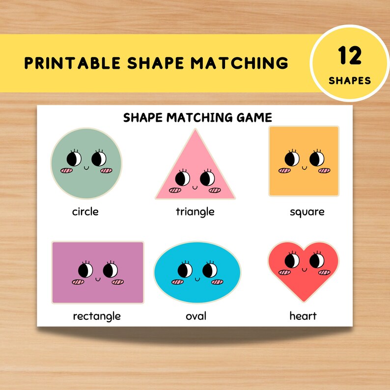 Shape Matching Printable for Toddler, Match the Shapes, File Folder ...