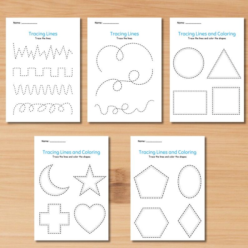 Preschool Tracing Lines and Coloring Shape Pages, Preschool Worksheets ...