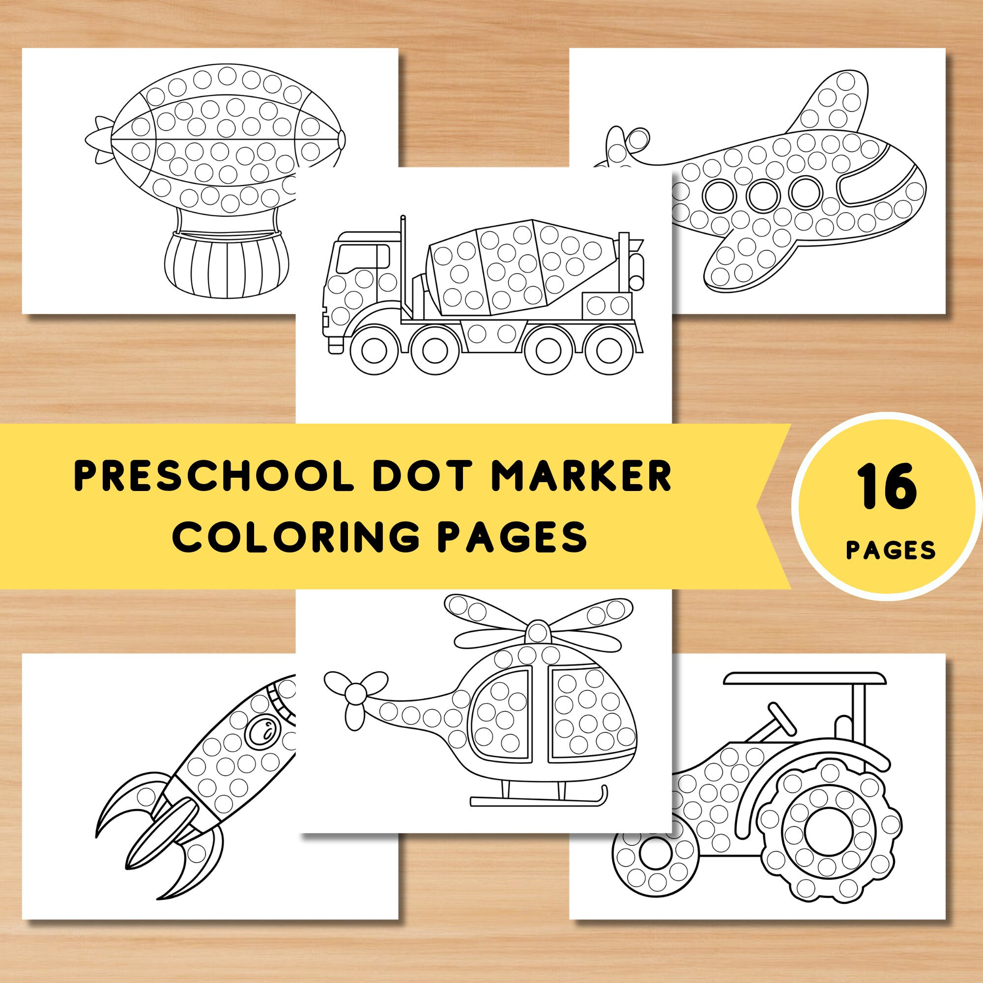 Vehicles Dot Marker Coloring Pages for Kids, Do a Dot Activity, Dot ...