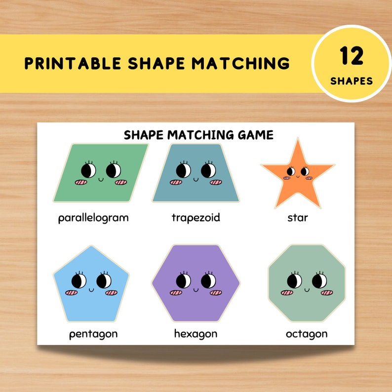 Shape Matching Printable for Toddler, Match the Shapes, File Folder ...