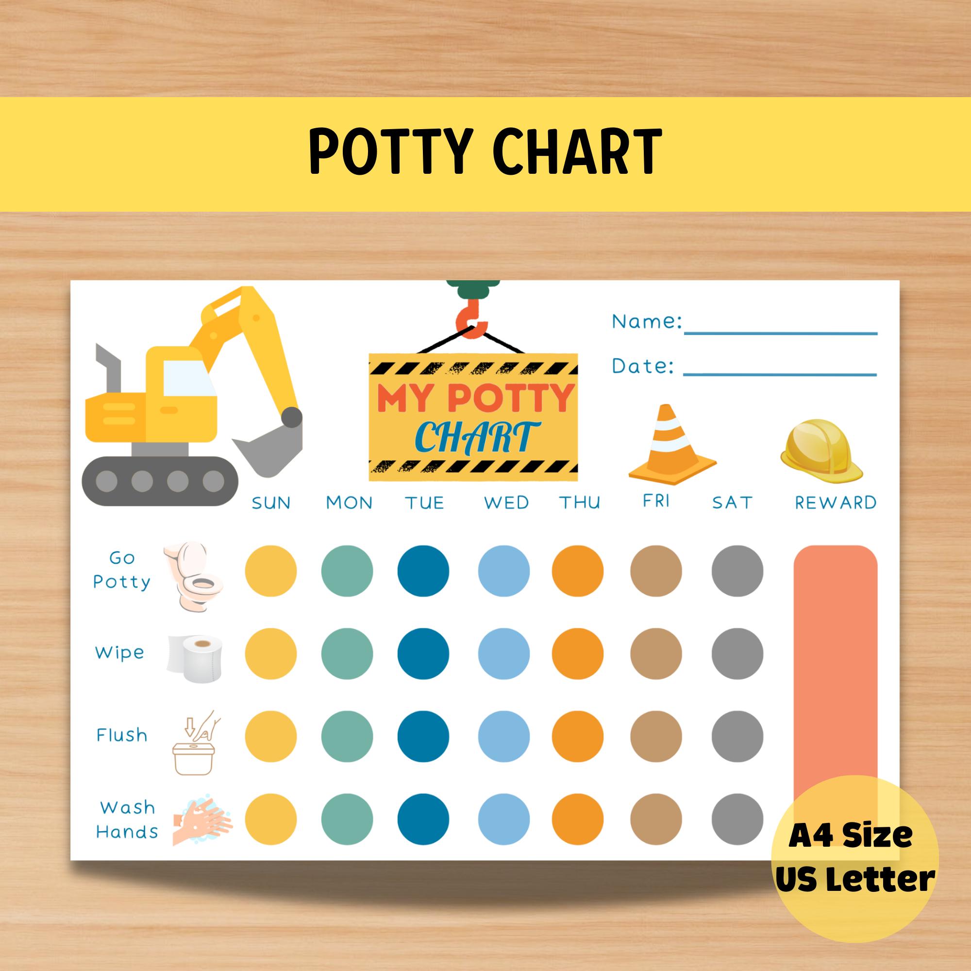 Potty Training Chart, Construction Potty Chart for Boy, Printable ...