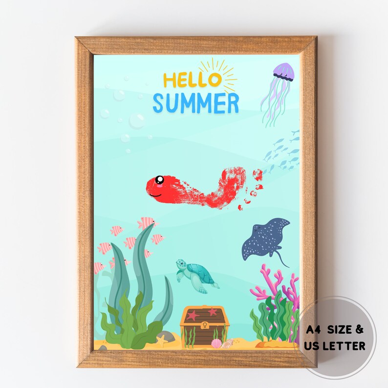 Summer Footprint Craft, Toddler Printable Handprint Craft, Ocean Sea ...