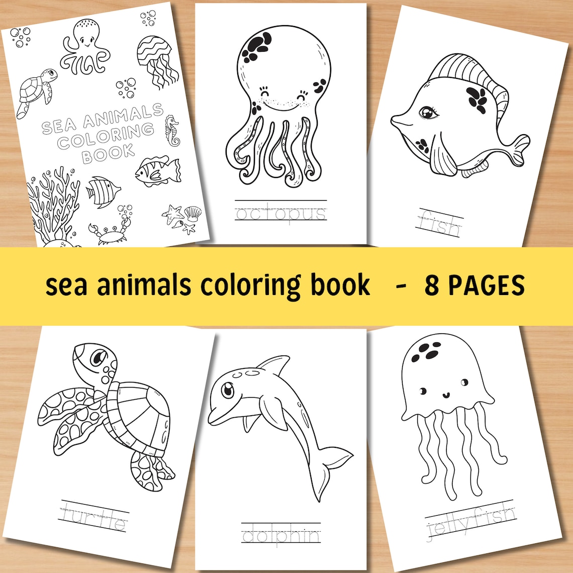 Preschool Sea Animals Coloring Book for Kids, Printable Ocean Creatures ...