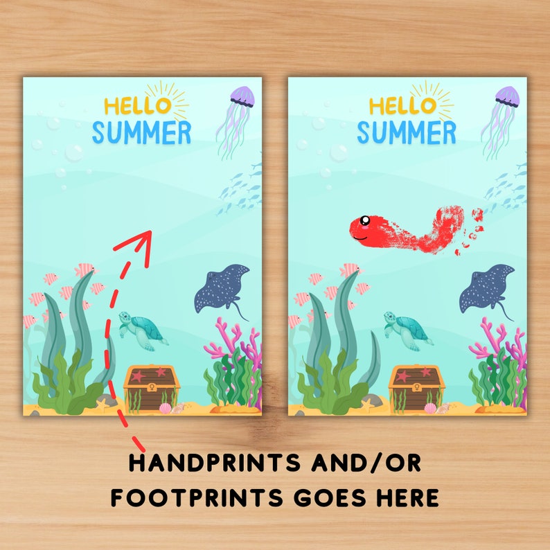 Summer Footprint Craft, Toddler Printable Handprint Craft, Ocean Sea ...