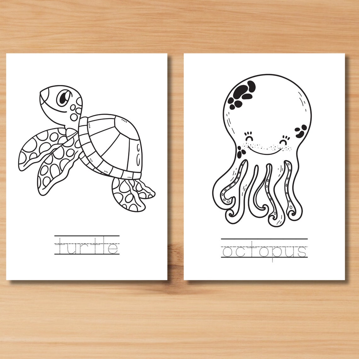 Preschool Sea Animals Coloring Book for Kids, Printable Ocean Creatures ...