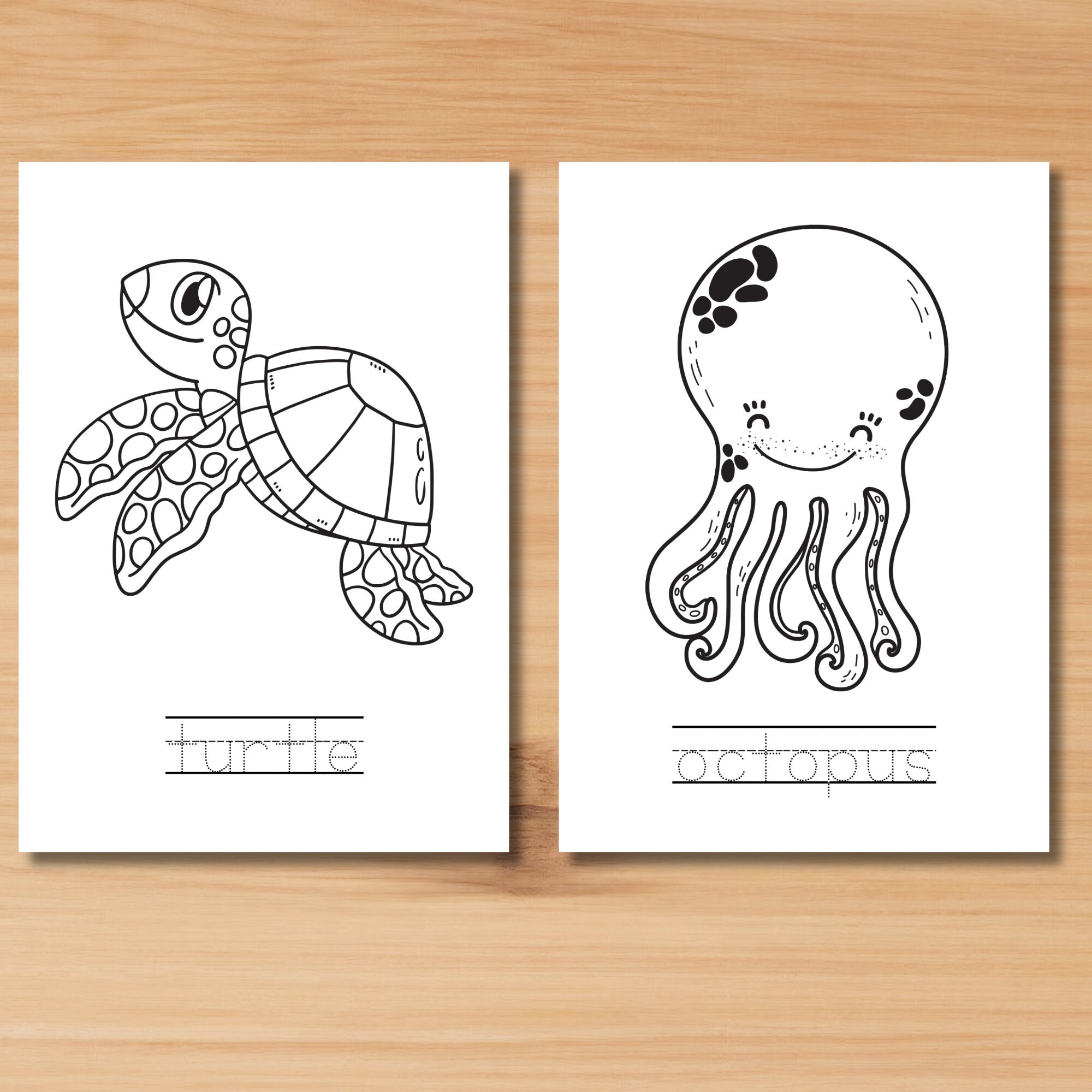 Preschool Sea Animals Coloring Book for Kids, Printable Ocean Creatures ...