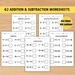 62 Addition and Subtraction Worksheets, Math Worksheets, 1st 2nd Grade ...