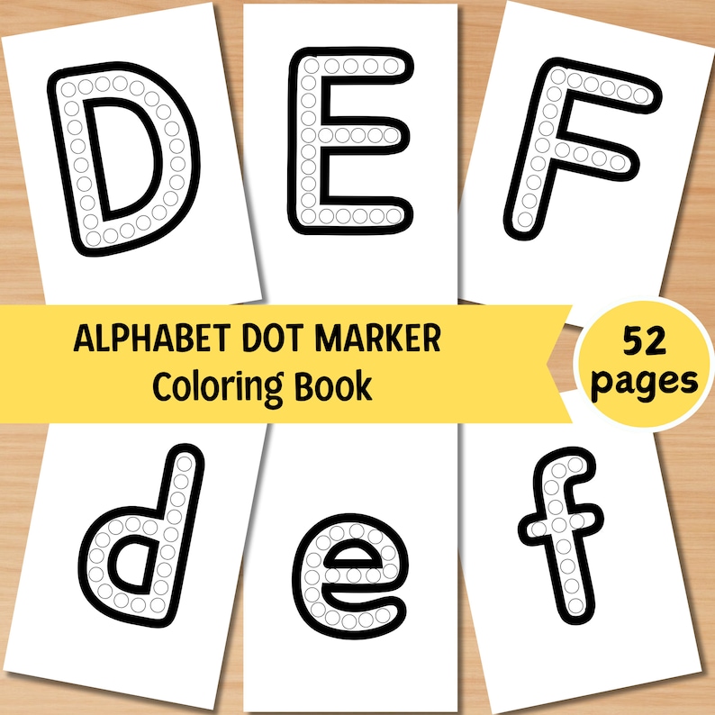 25 Alphabet Dot Marker Coloring Pages for Kids, Uppercase Lowercase ...