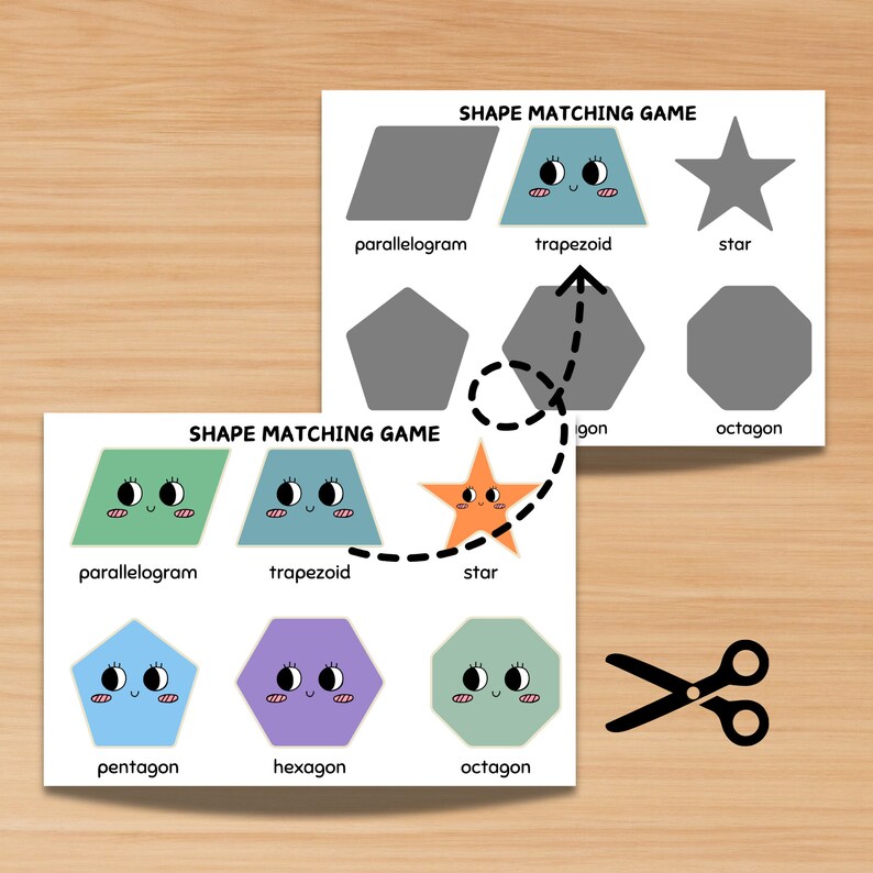 Shape Matching Printable for Toddler, Match the Shapes, File Folder ...