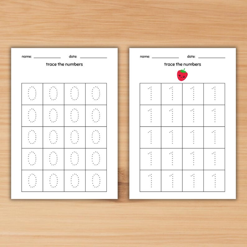 Number Tracing Practice for Kids, Printable Math Worksheets, Number ...