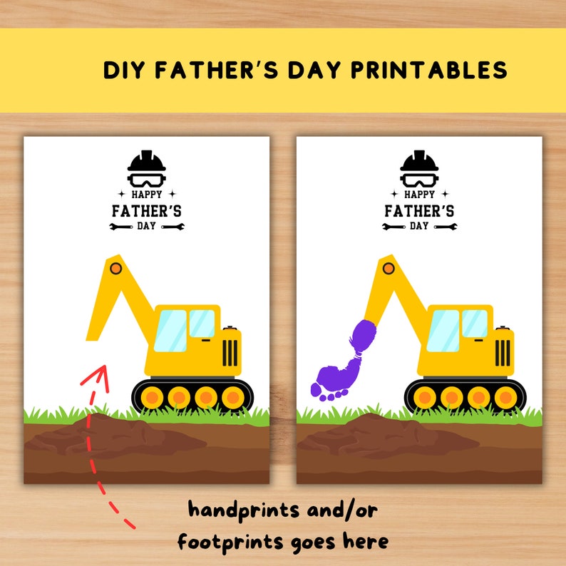 DIY Fathers Day Printables, Excavator Construction Fathers Day Gift ...