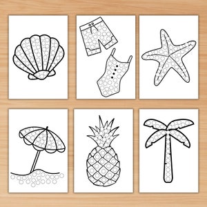 25 Summer Dot Marker Coloring Pages for Kids, Beach Dot Marker Coloring ...