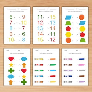 40 Matching Worksheets, Preschool Matching Activity for Kids, Printable ...