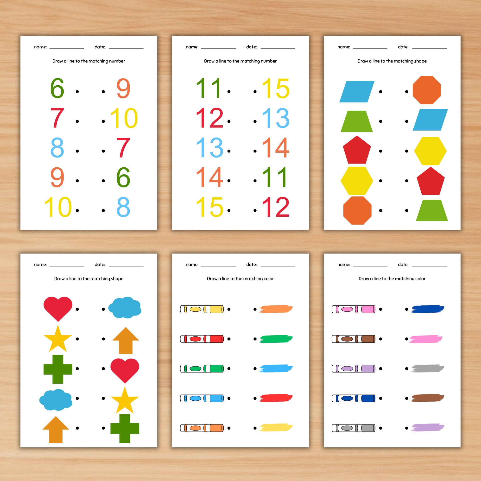 40 Matching Worksheets, Preschool Matching Activity for Kids, Printable ...